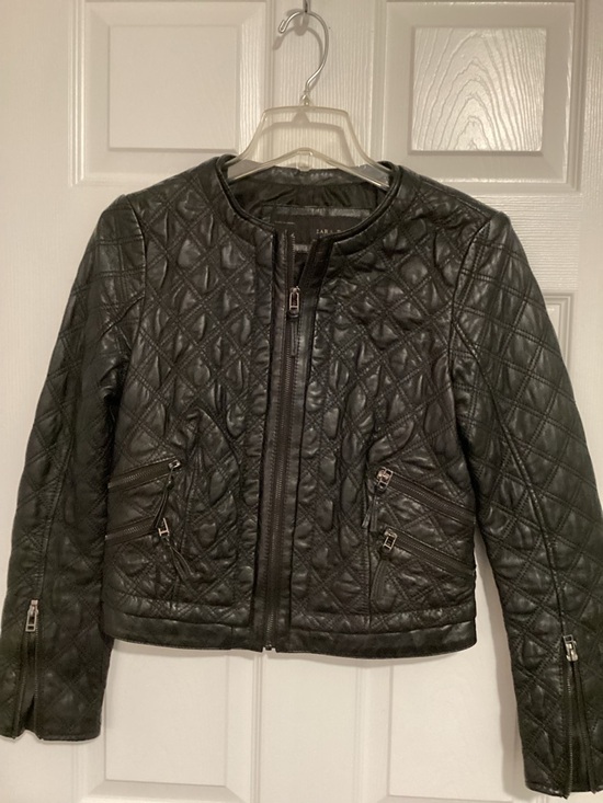 Zara | Jackets & Coats | Zara Black Quilted Leather Moto Jacket | Poshmark